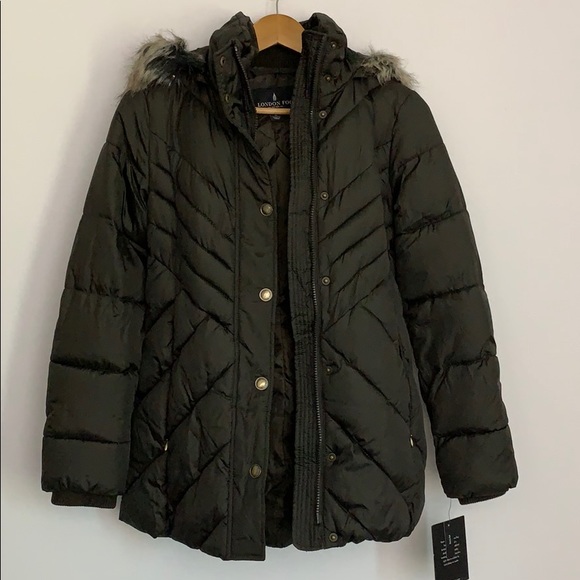 London Fog | Jackets & Coats | London Fog Puffer Jacket Moss Green Faux ...
